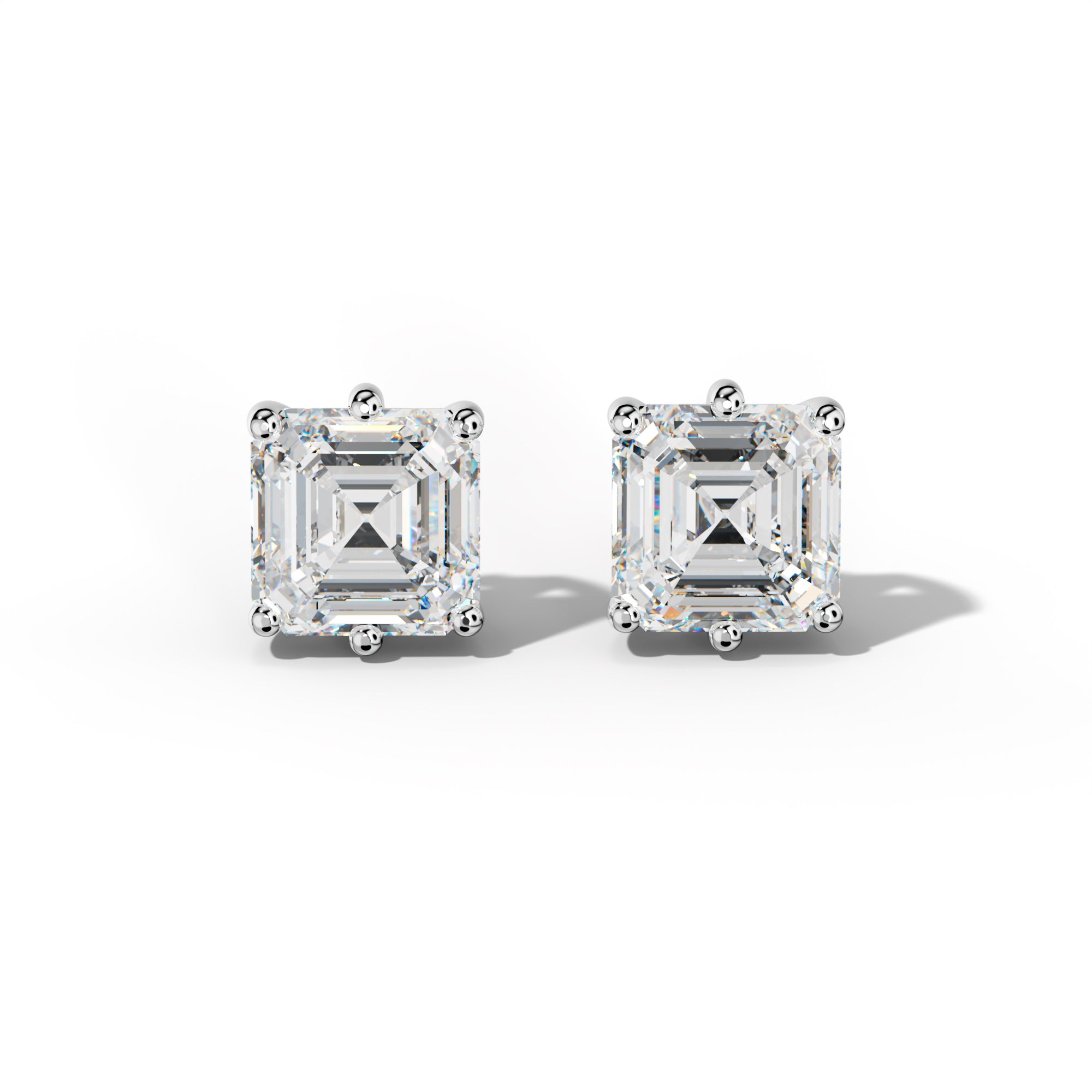 Asscher Diamond Stud Earrings With Classic Six Prongs – VIRABYANI