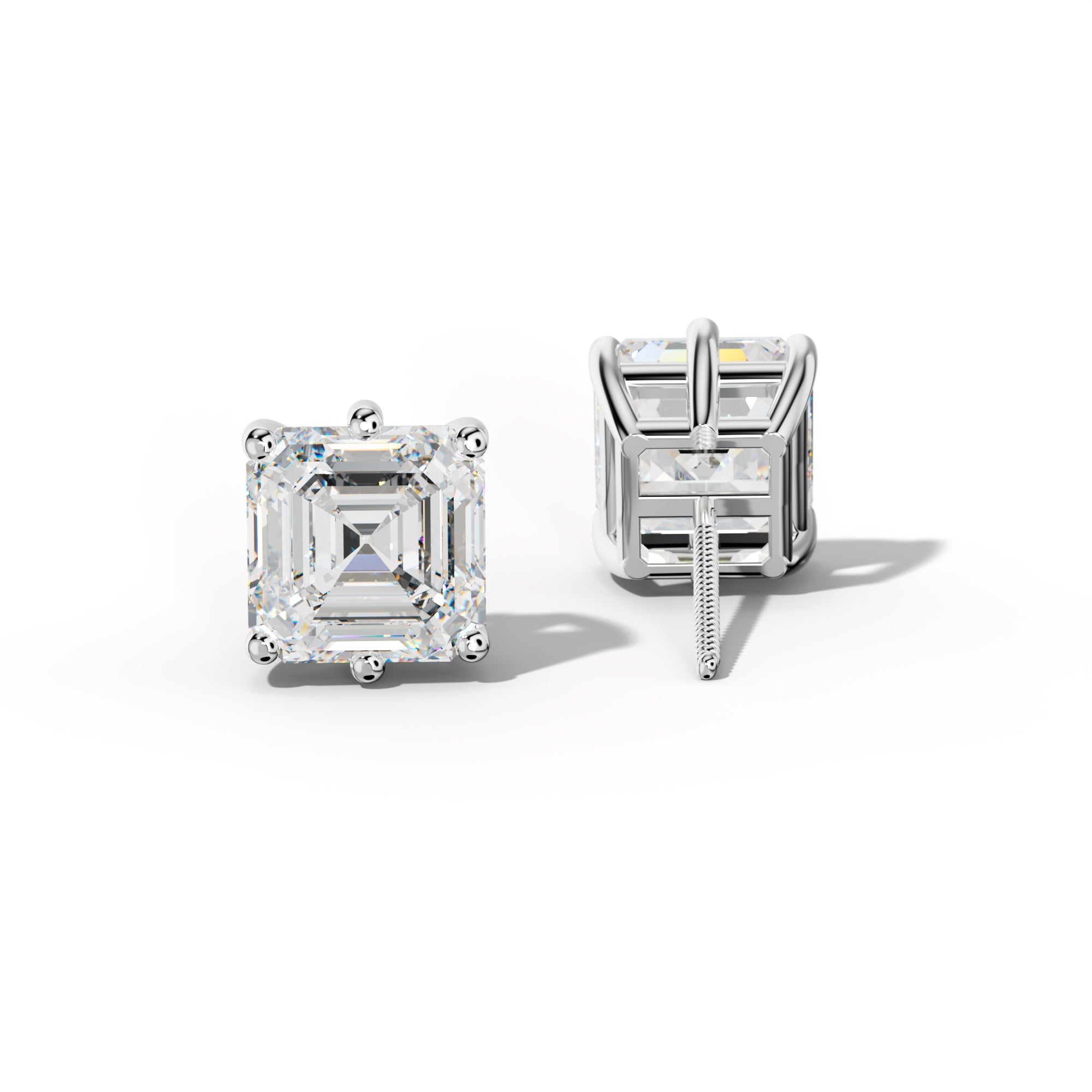 Asscher Diamond Stud Earrings With Classic Six Prongs – VIRABYANI