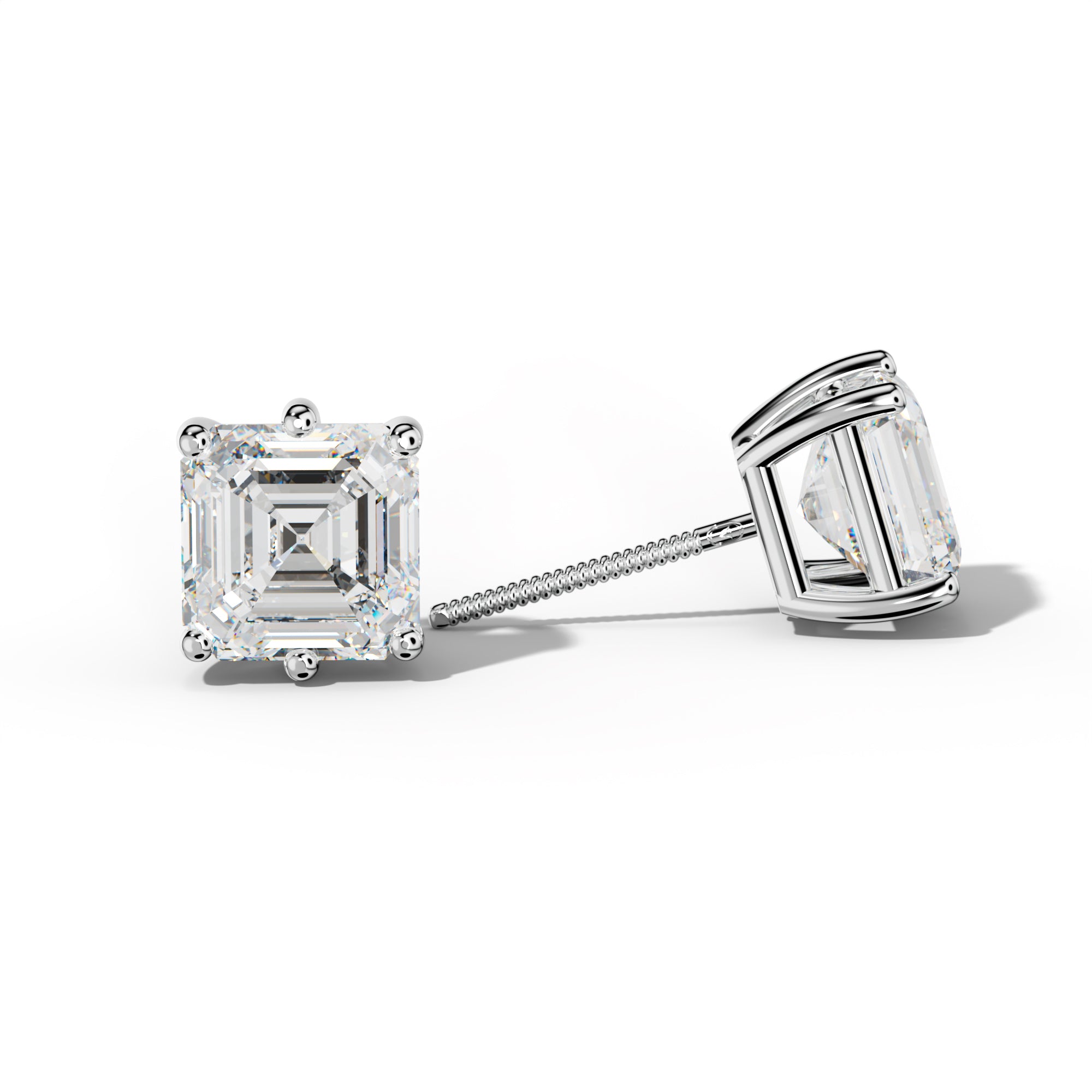 Asscher Diamond Stud Earrings With Classic Six Prongs – VIRABYANI