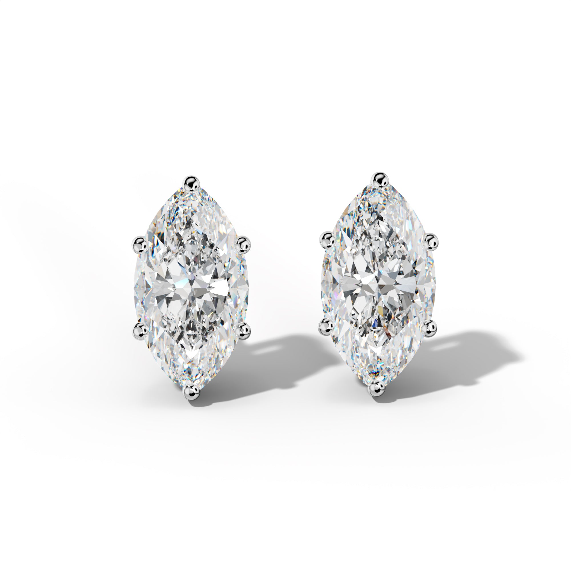 Marquise Diamond Stud Earrings With Classic Six Prongs – VIRABYANI