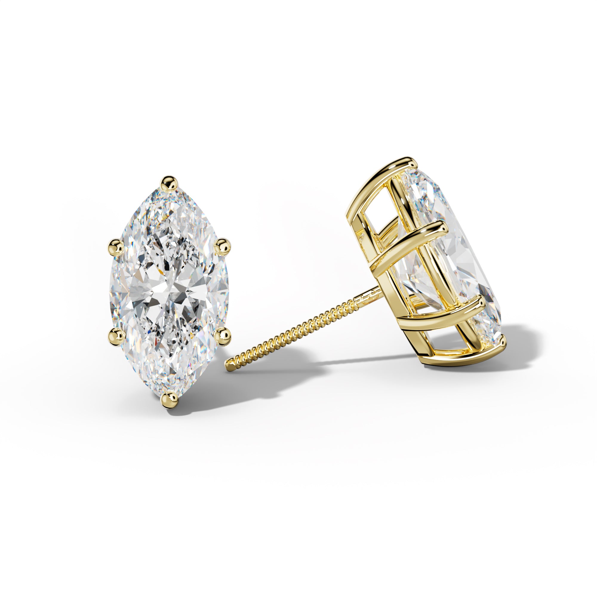 Marquise Diamond Stud Earrings With Classic Six Prongs – VIRABYANI