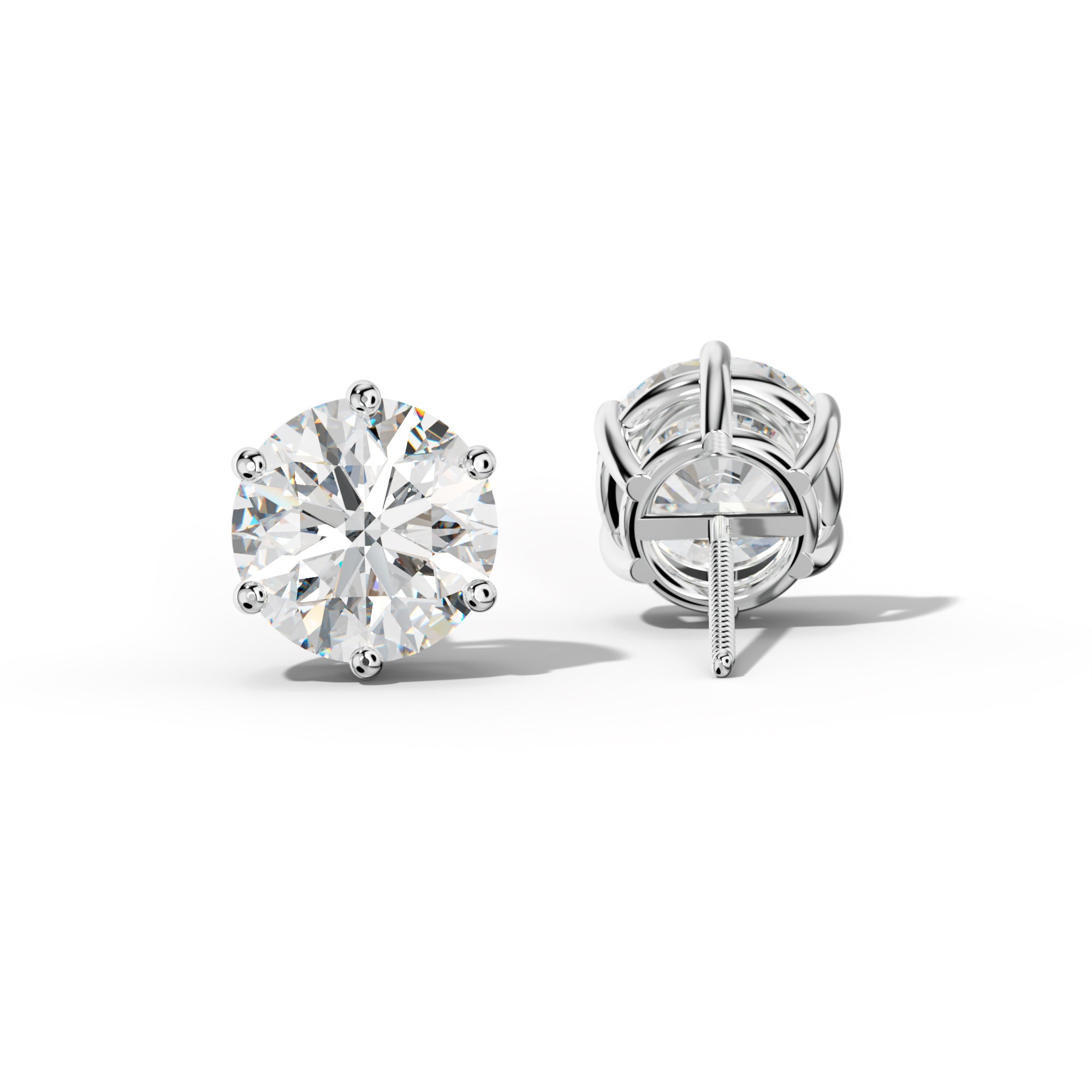 Round Diamond Stud Earrings With Classic Six Prongs – VIRABYANI