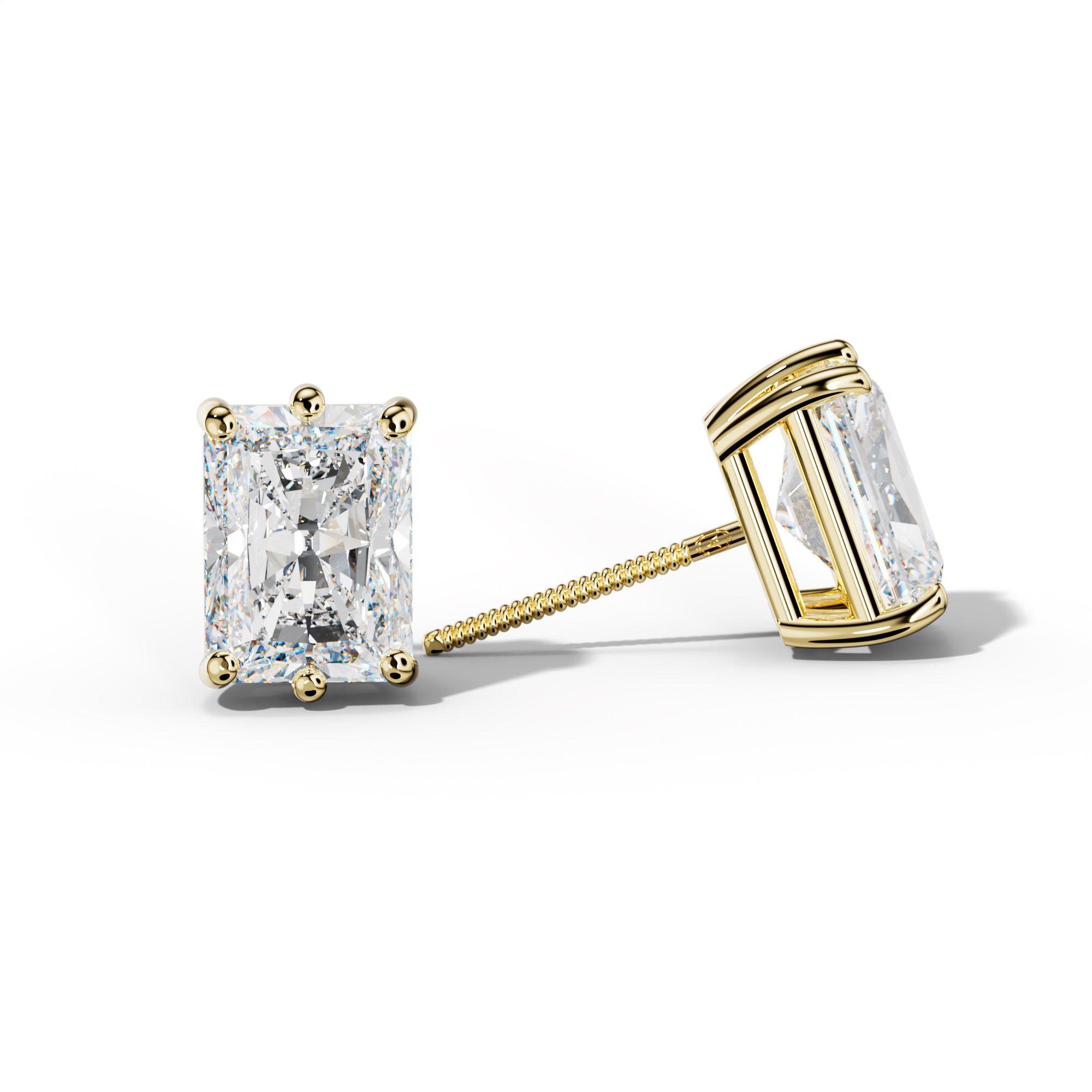 Radiant Diamond Stud Earrings With Classic Six Prongs – VIRABYANI