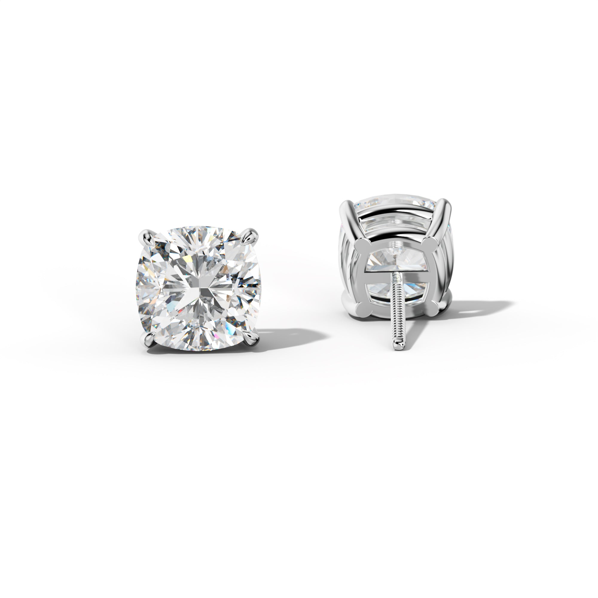 Cushion Diamond Stud Earrings With Four Claw Prongs – VIRABYANI
