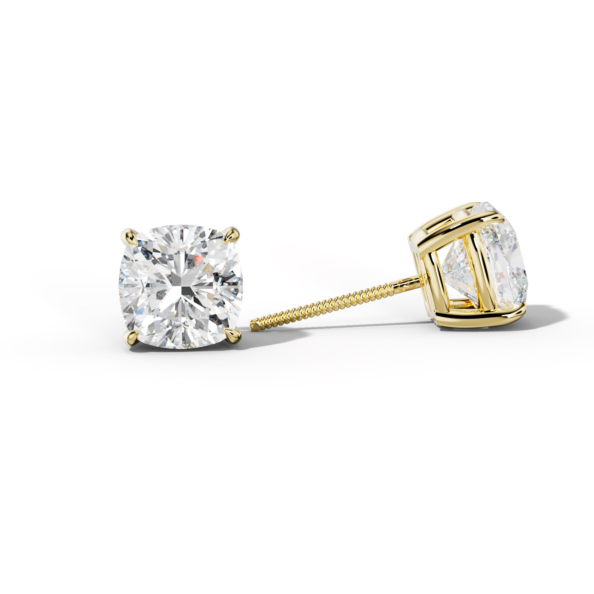 Cushion Diamond Stud Earrings With Four Claw Prongs – VIRABYANI