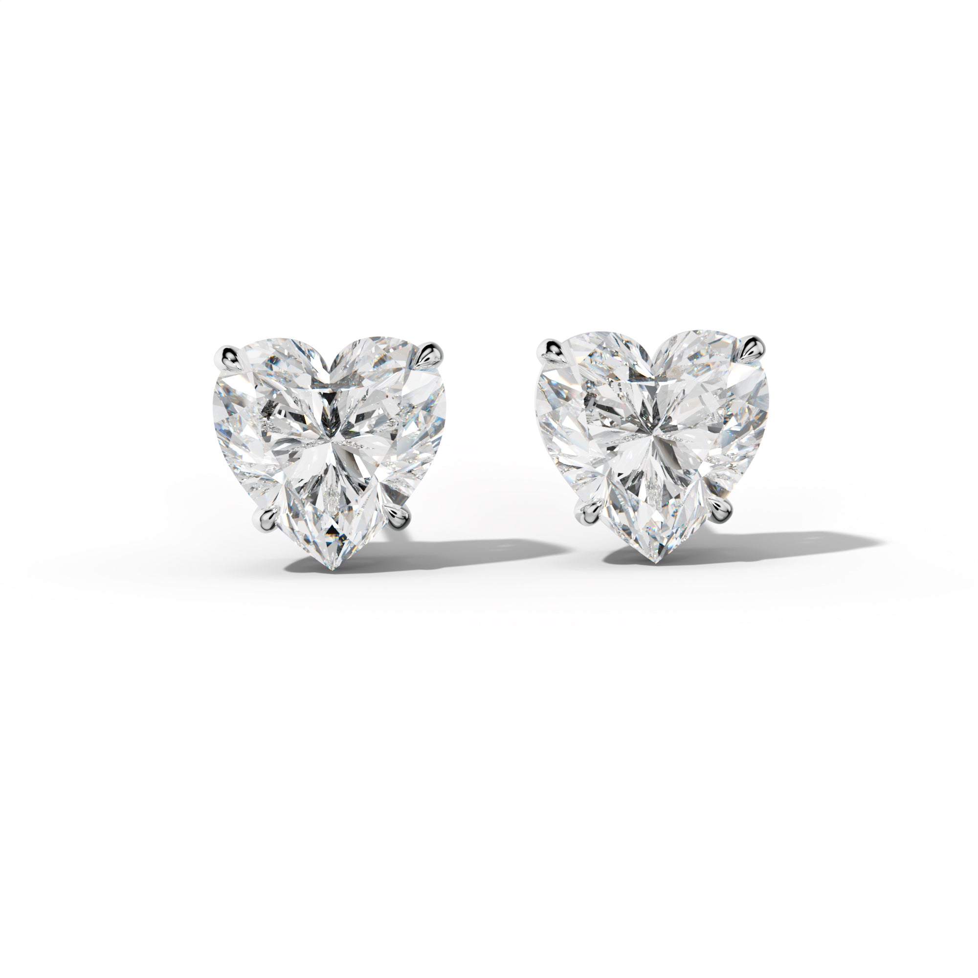 Heart Diamond Stud Earrings With Four Claw Prongs – VIRABYANI