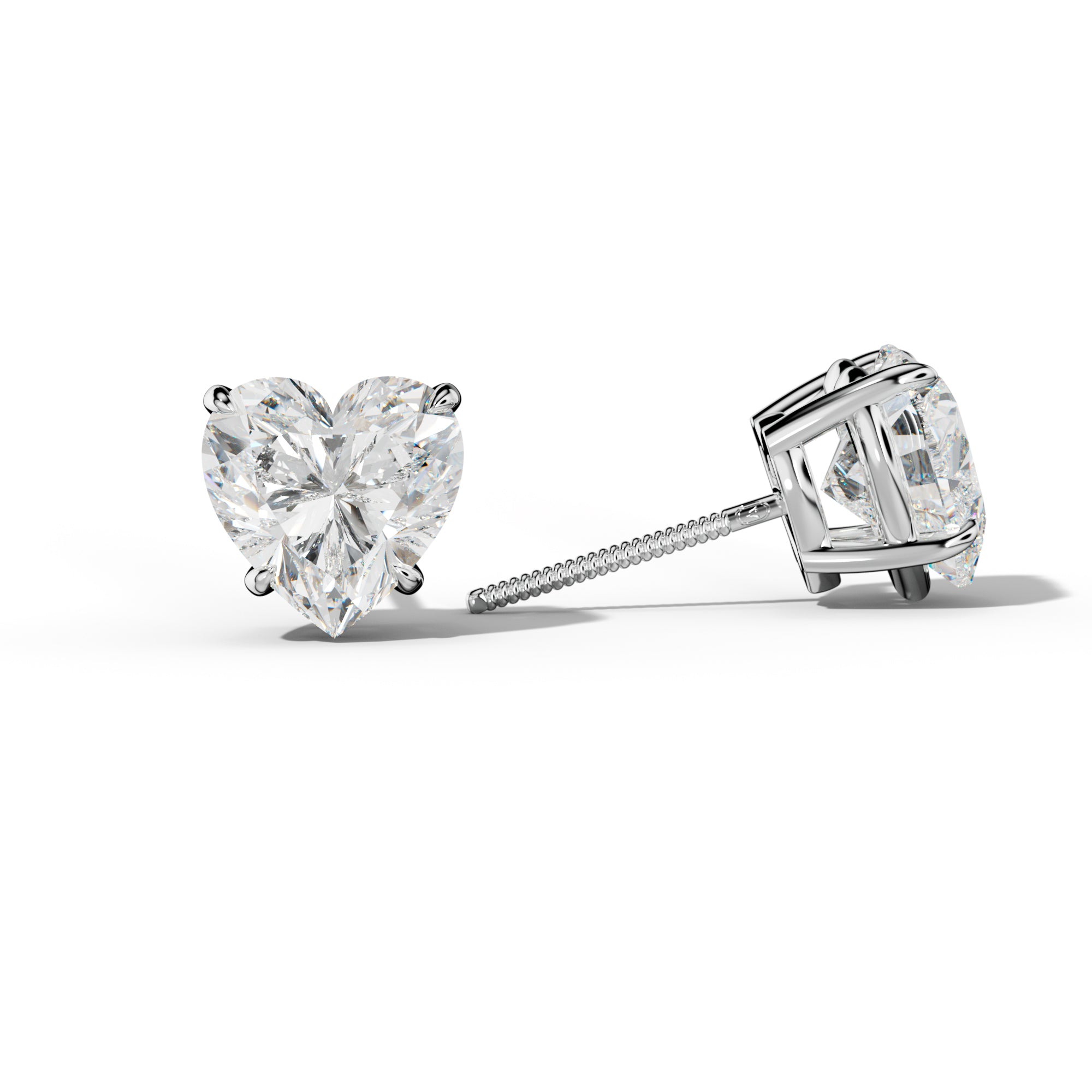 Heart Diamond Stud Earrings With Four Claw Prongs – VIRABYANI