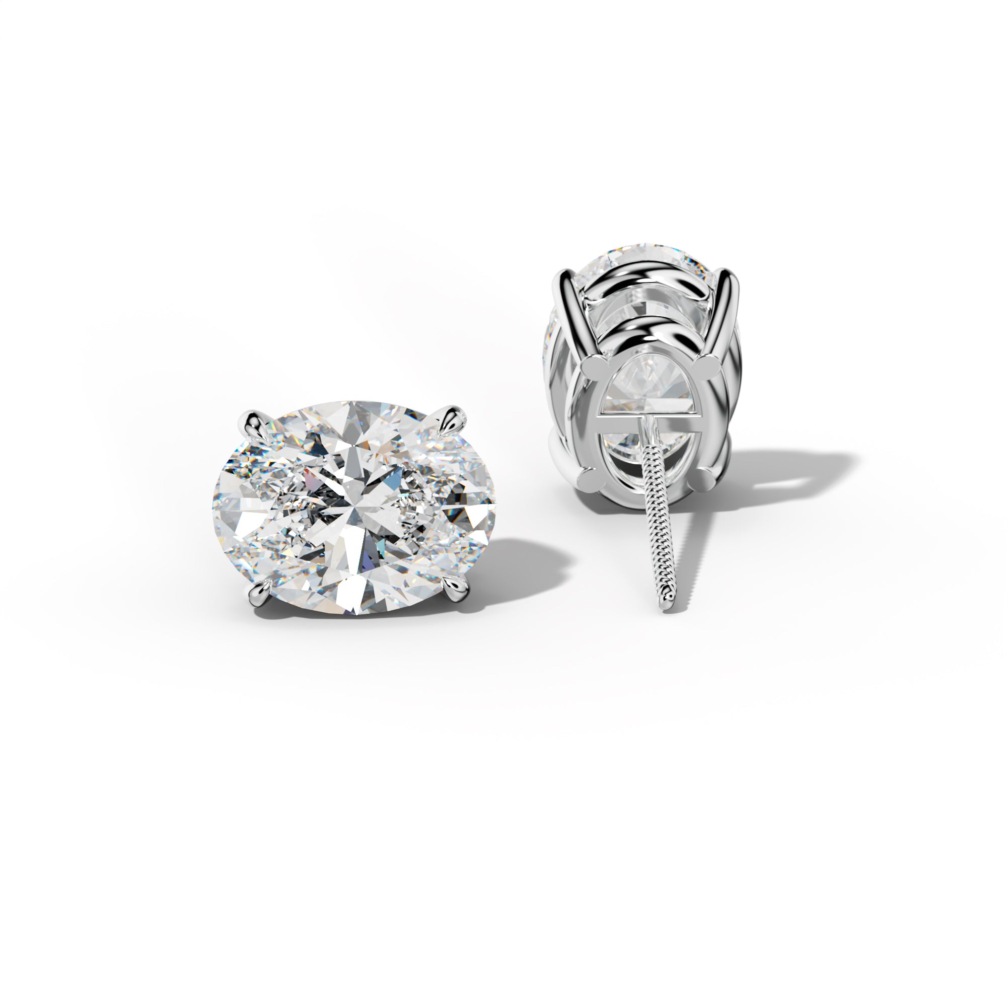 Oval Diamond Stud Earrings With Four Claw Prongs – VIRABYANI