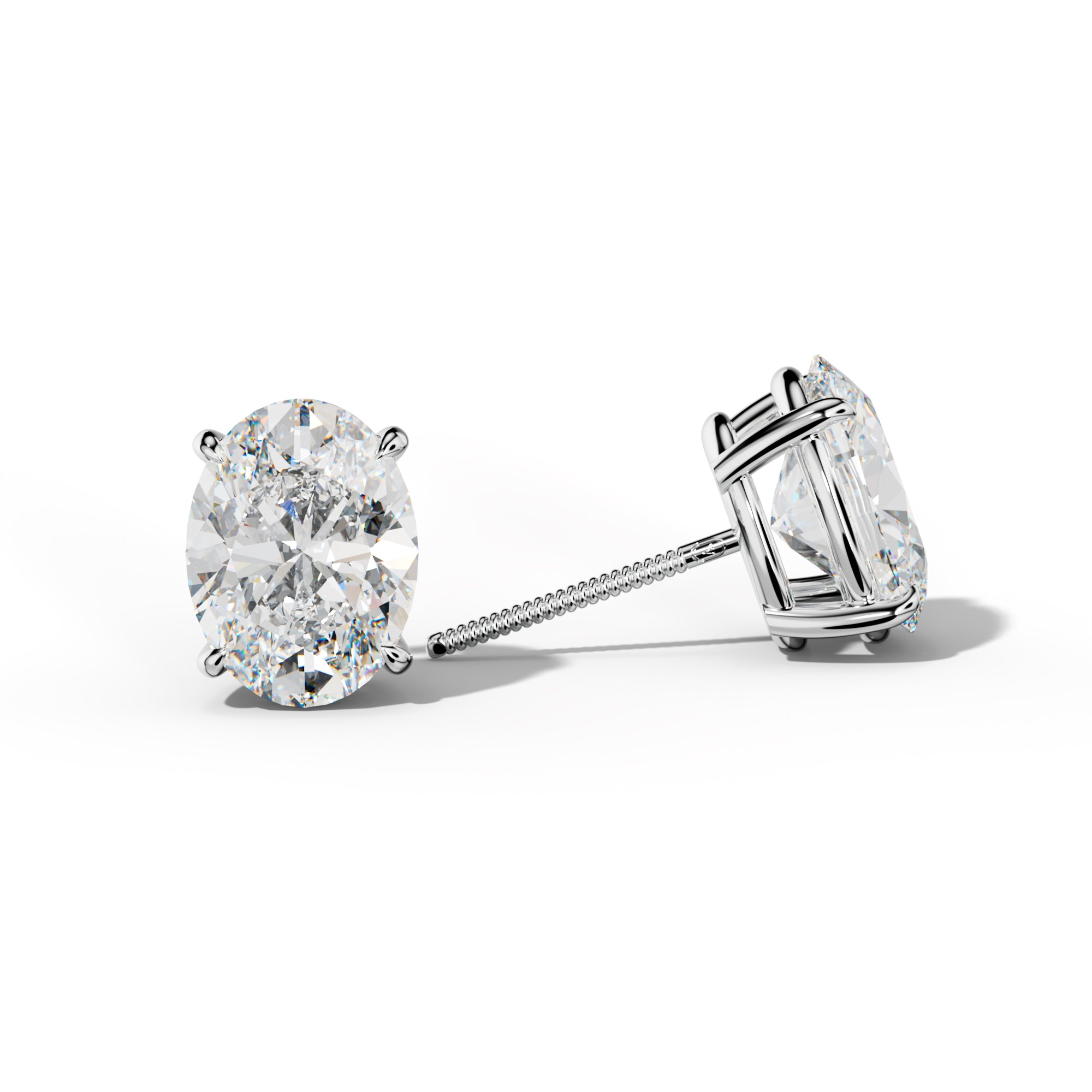 Oval Diamond Stud Earrings With Four Claw Prongs – VIRABYANI