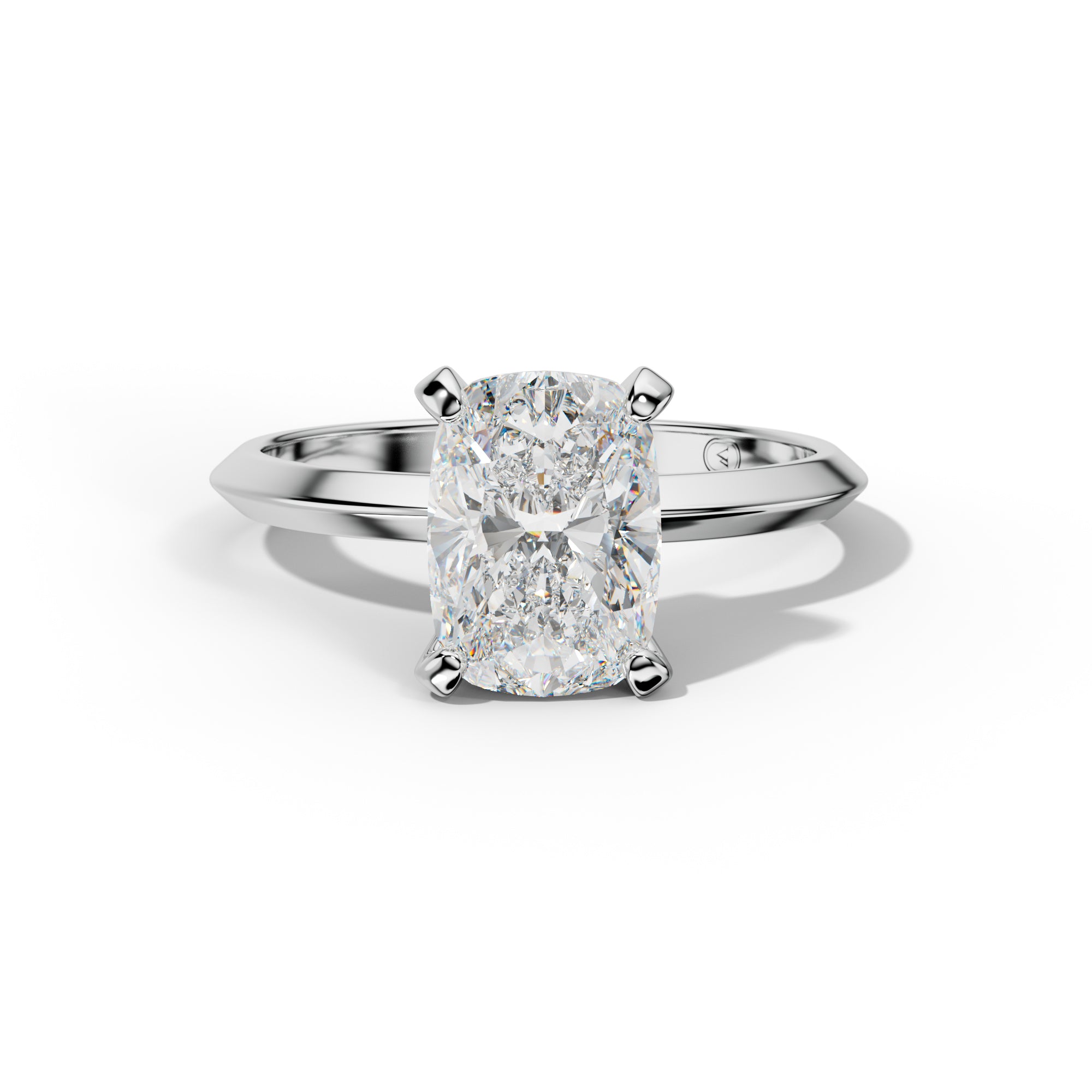 Tessa Elongated Cushion Diamond Solitaire Four Prong Setting Engagement ...