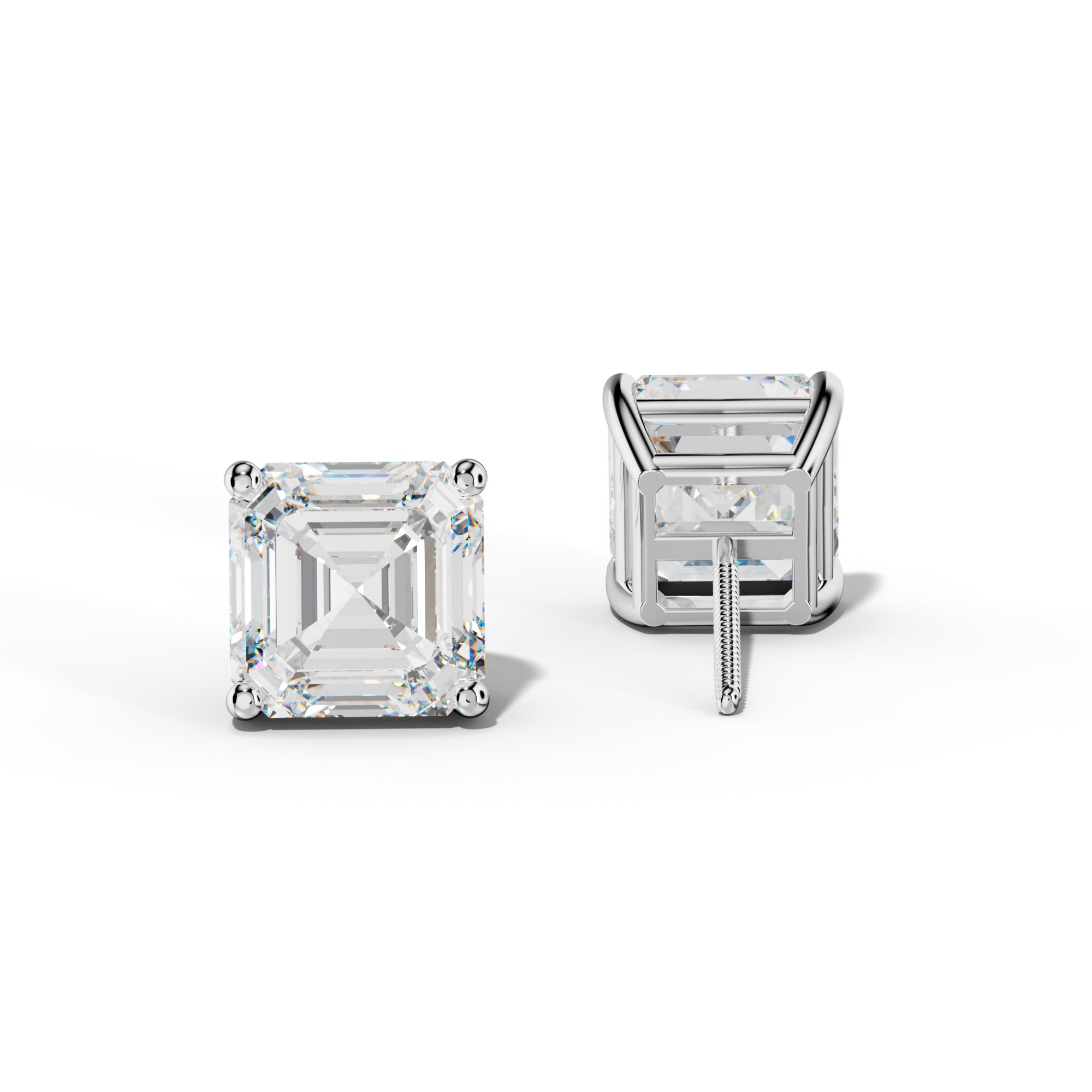 Asscher Diamond Stud Earrings With Four Classic Prongs – VIRABYANI