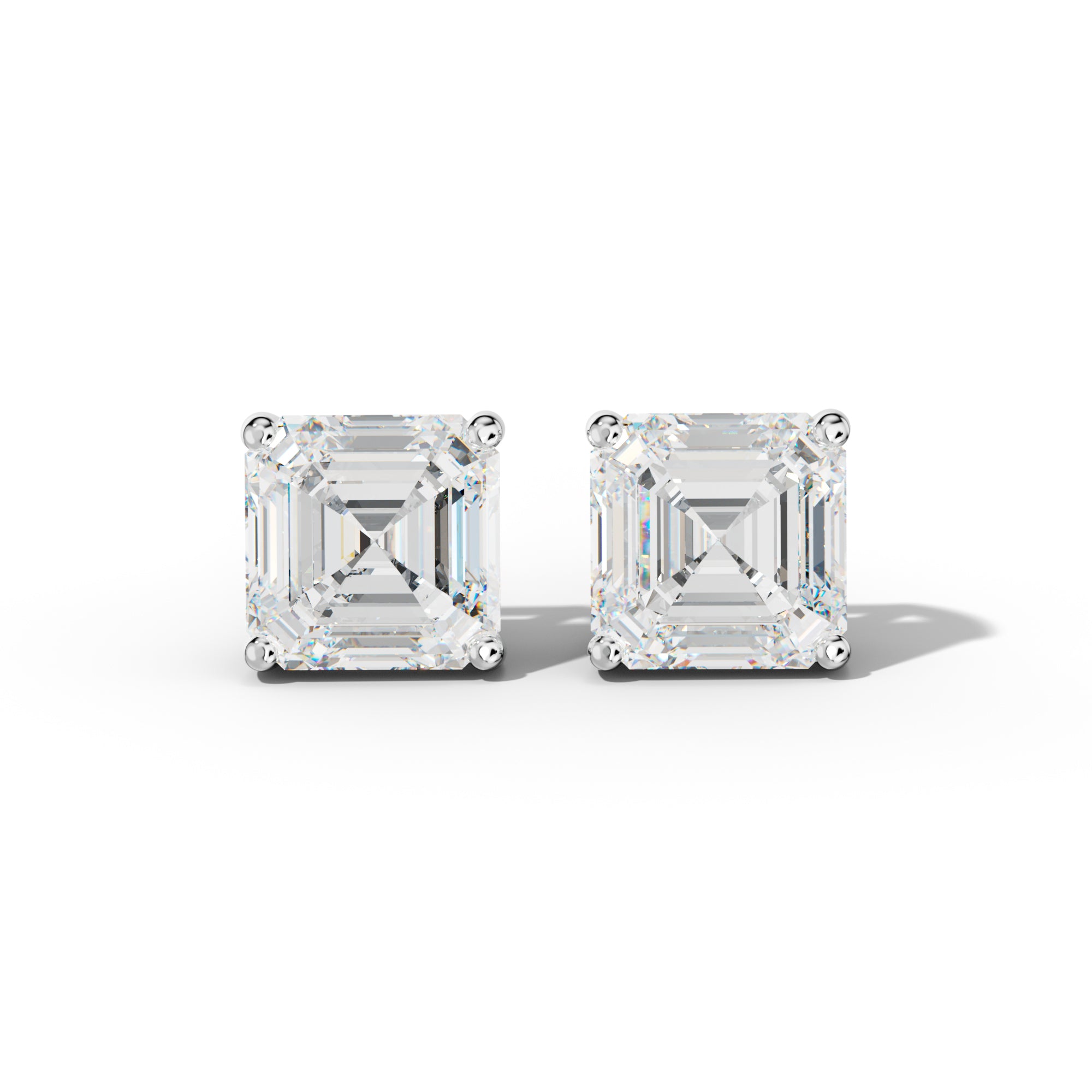 Asscher Diamond Stud Earrings With Four Classic Prongs – VIRABYANI