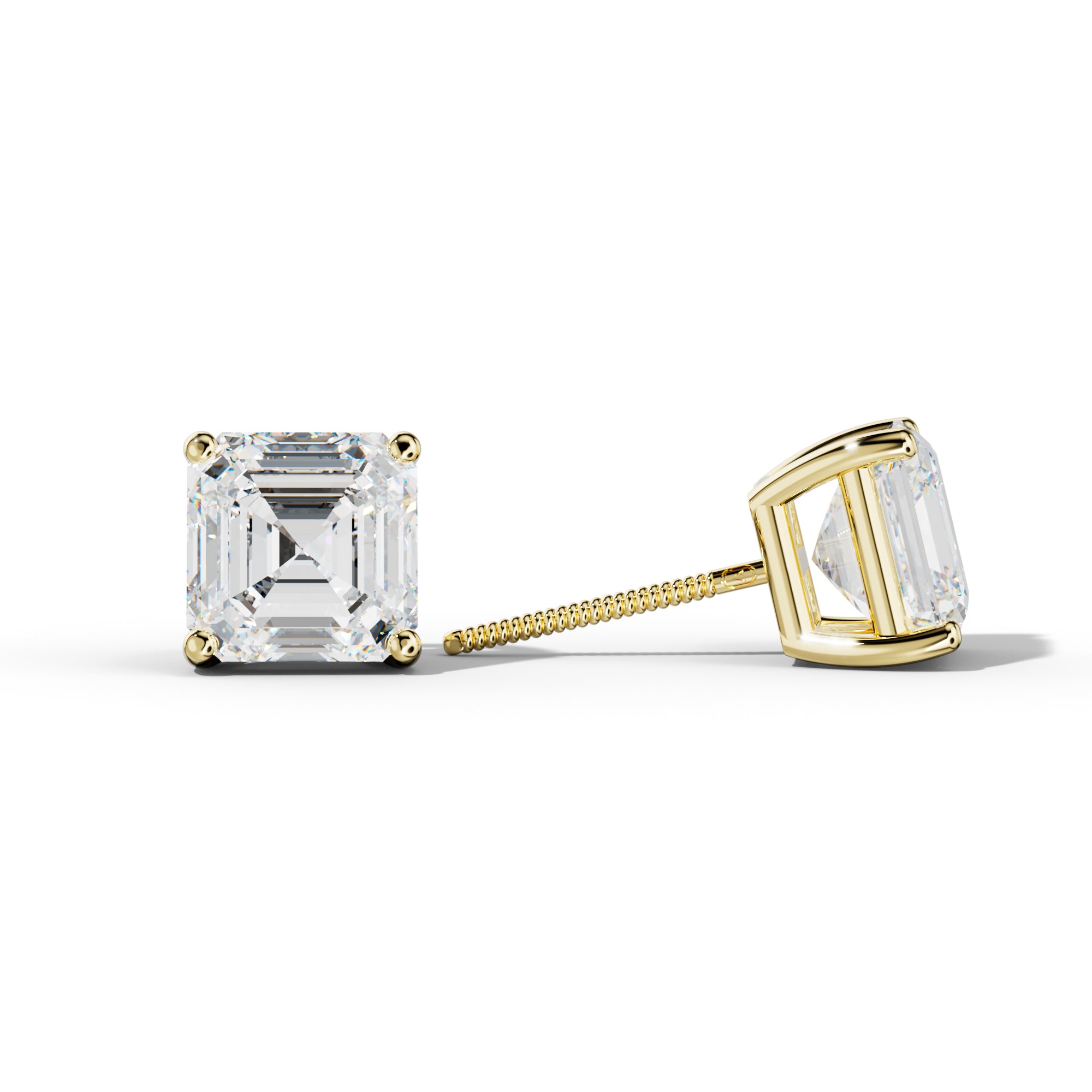 Asscher Diamond Stud Earrings With Four Classic Prongs – VIRABYANI