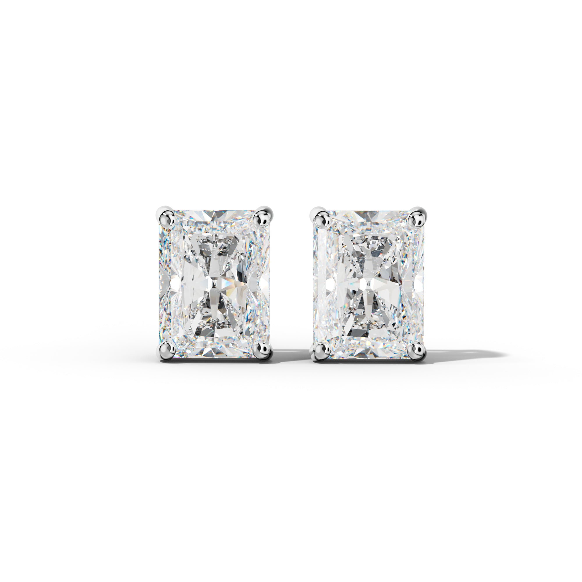 Radiant Diamond Stud Earrings With Classic Four Prongs – VIRABYANI