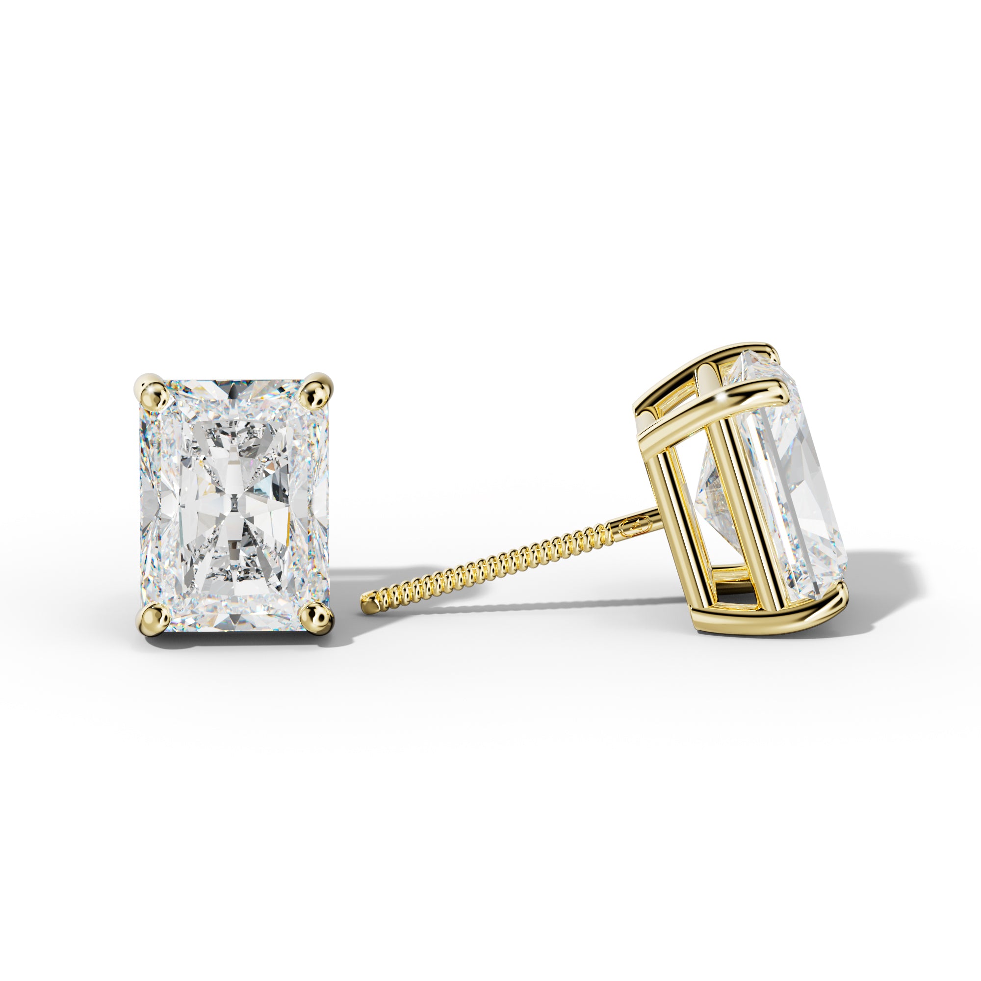 Radiant Diamond Stud Earrings With Classic Four Prongs – VIRABYANI